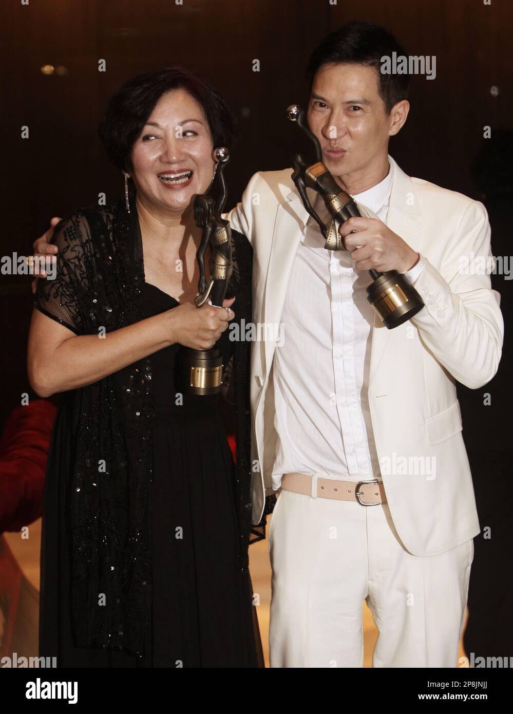 Hong Kong actor Nick Cheung Ka Fai, right, and Hong Kong actress Paw ...