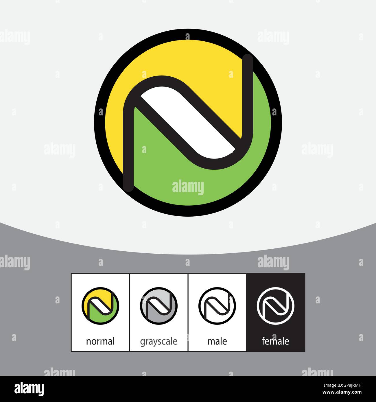 N Letter Logo. Yellow and Green Color. - Vector Stock Vector Image ...