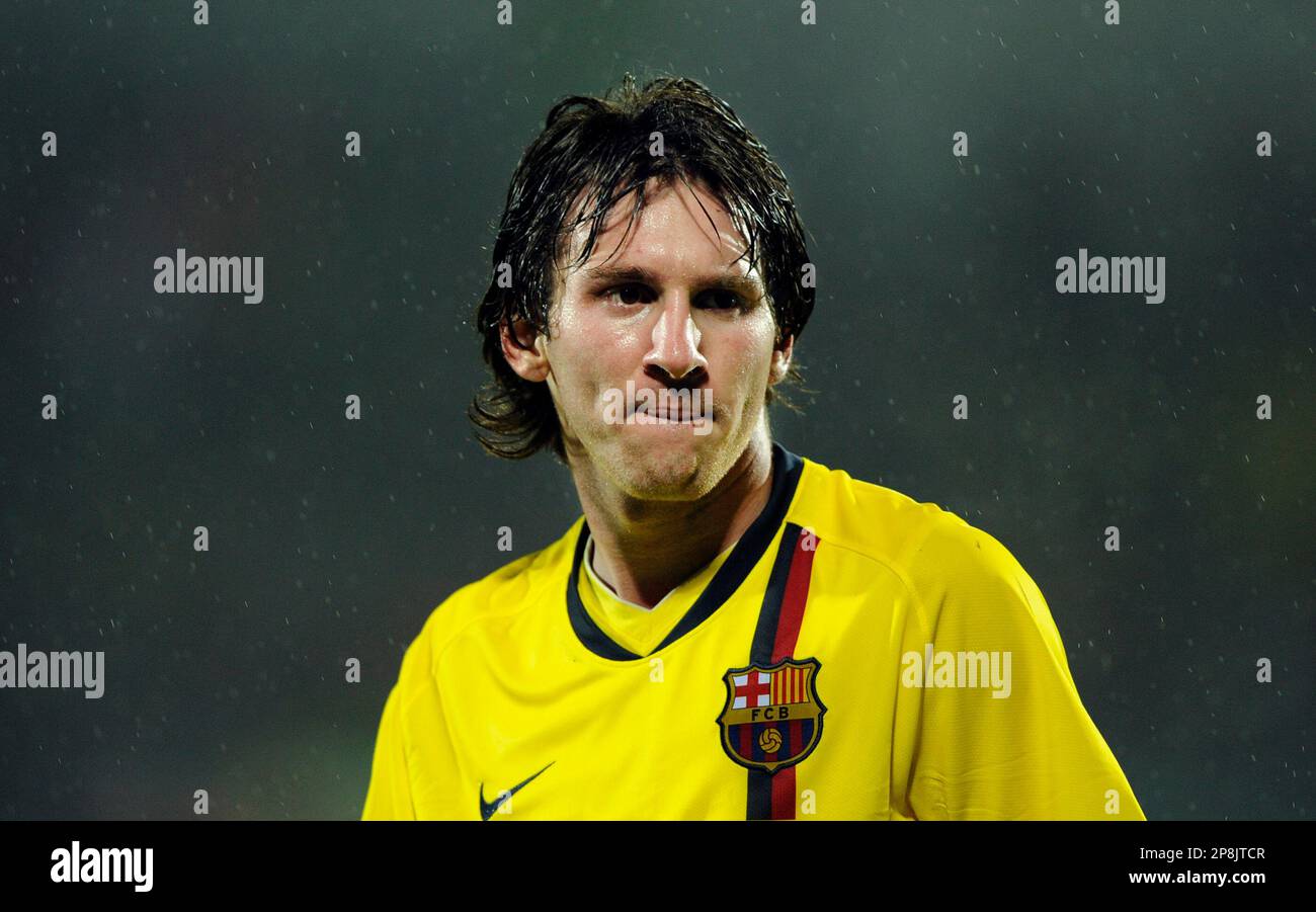 Barcelona's Lionel Messi from Argentina reacts during his Spanish La ...