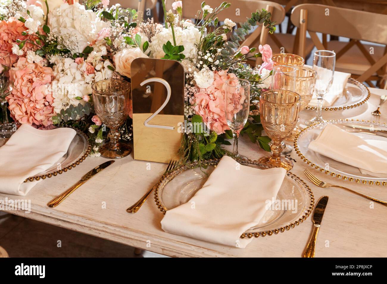 Reception Hall Decorated For Social Events - Table Settings Stock Photo ...