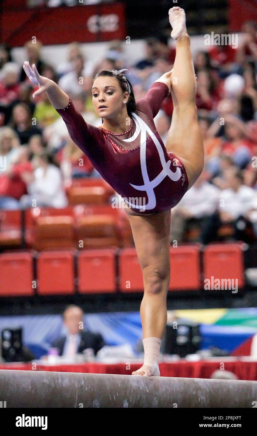 Alabama's Caitlin Sullivan performs on the balance beam in the team ...