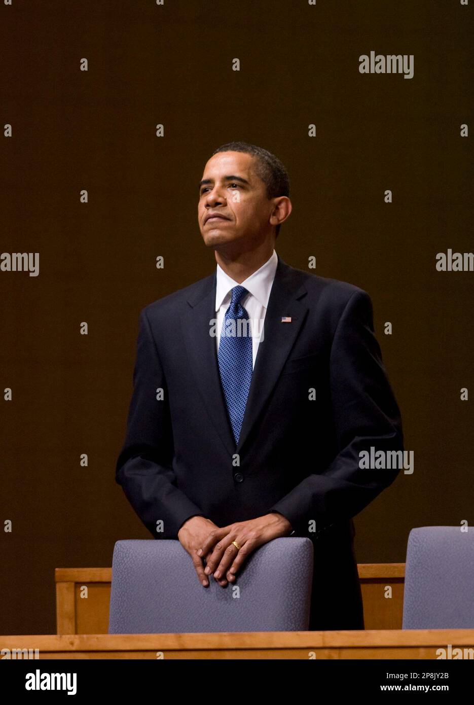 President Barack Obama pauses during the opening ceremony of the Summit ...