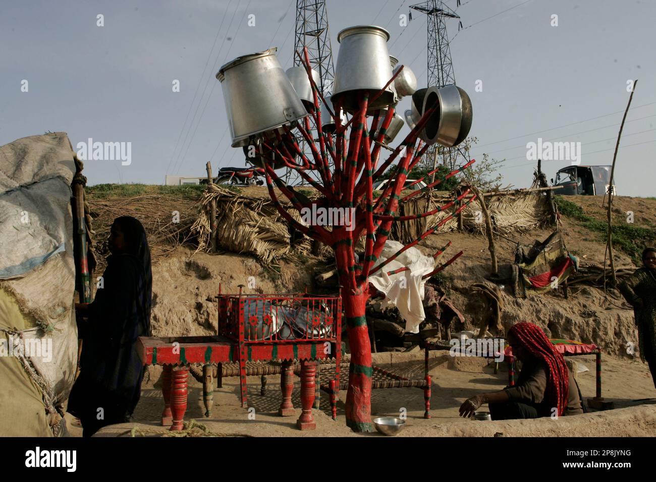 In this photo taken April 15, 2009 a poor Pakistani family is seen ...