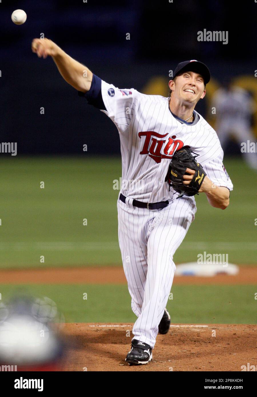Minnesota Twins pitcher Scott Baker delivers to a Toronto Blue Jays ...