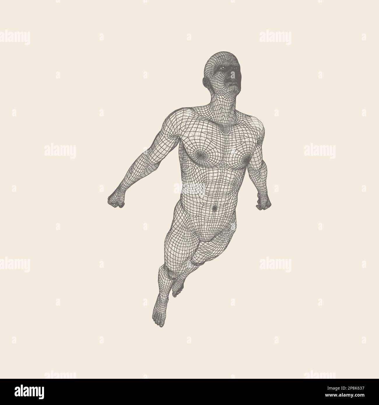 3D Model of Man. Personal and Career Growth. Start Up Business Concept ...