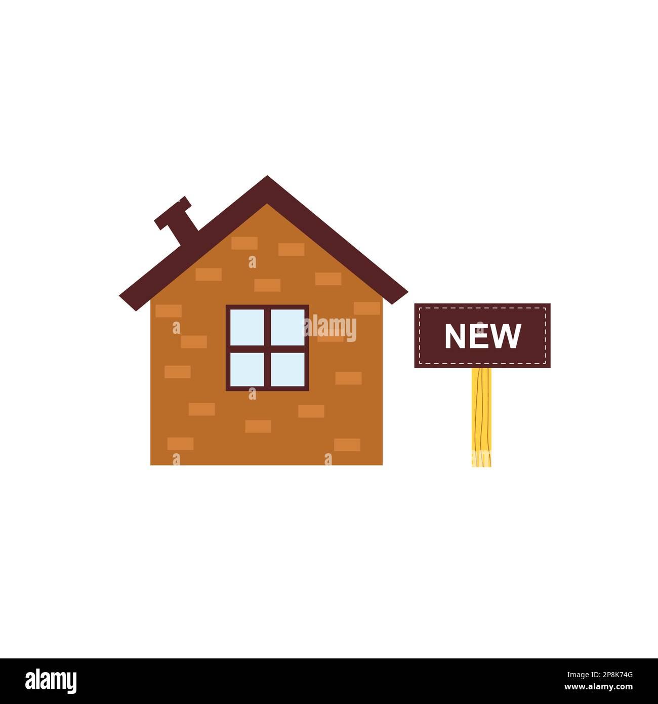 Cute new house with a sign. Newly built house building Stock Vector ...
