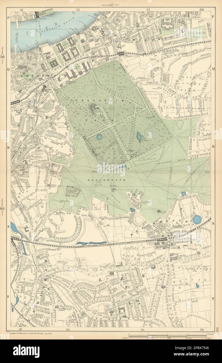 GREENWICH Lewisham Blackheath Lee Shooter's Hill 1900 old antique map ...