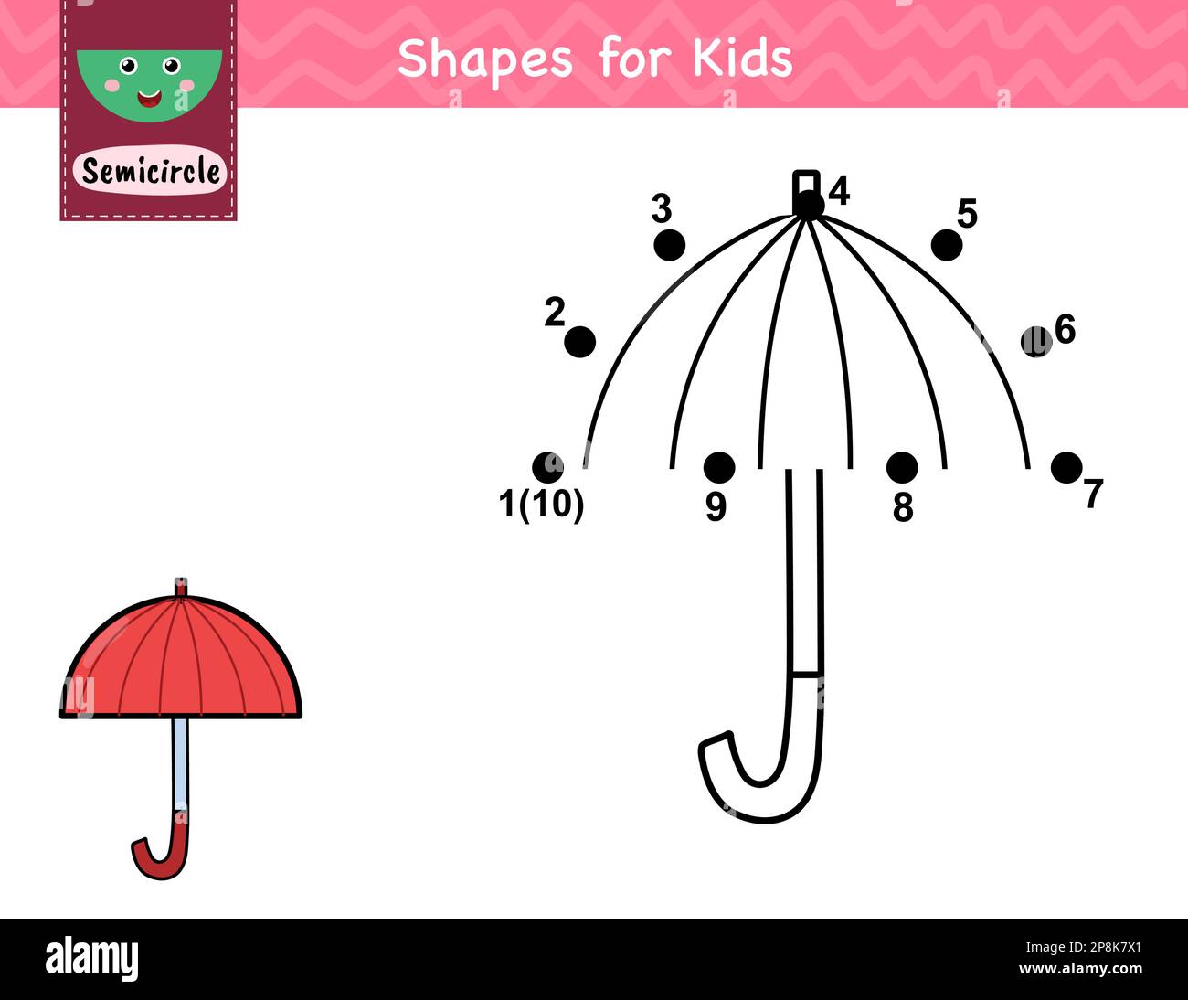 Dot to dot number game for kids. Connect the dots and draw an umbrella ...
