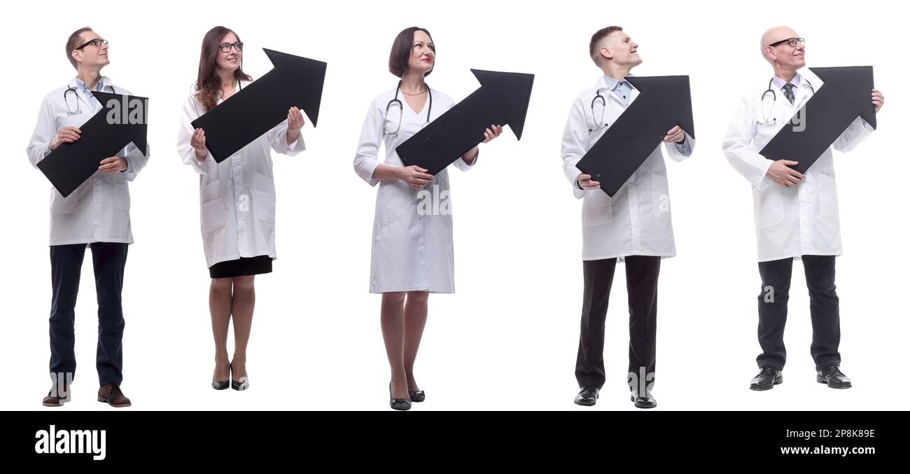 group of successful business people with black arrow Stock Photo - Alamy