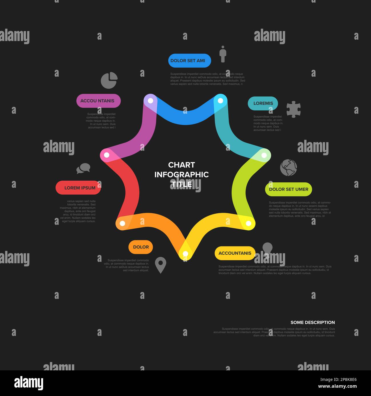 Vector multipurpose Infographic template made from seven curves, icons ...