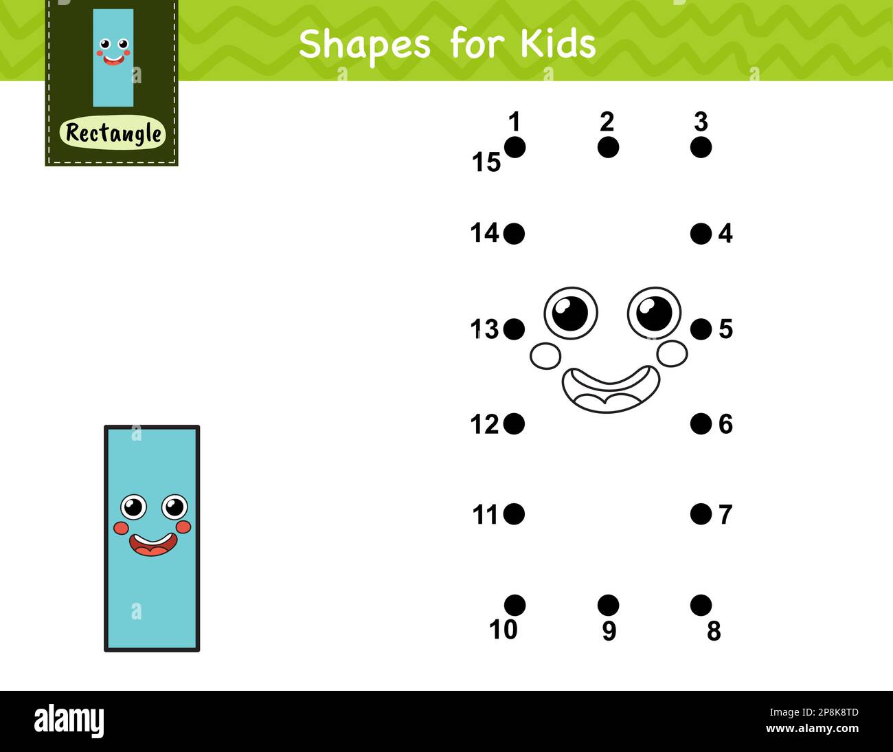 Connect the dots and draw a cute rectangle character. Dot to dot number ...