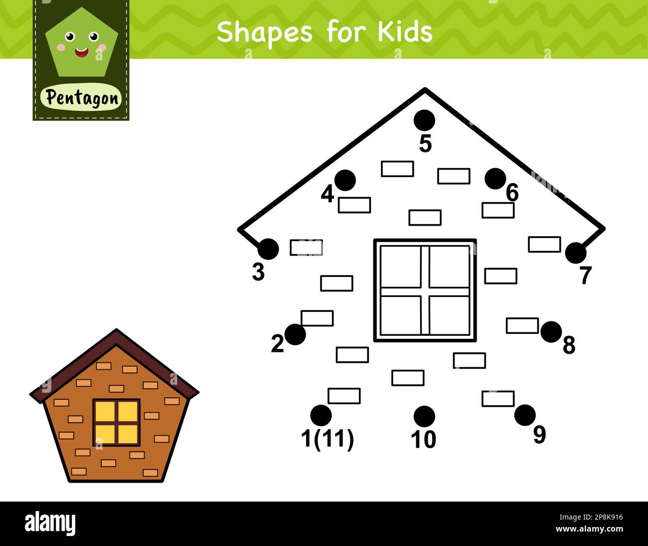 Connect the dots and draw a house. Dot to dot number game for kids ...