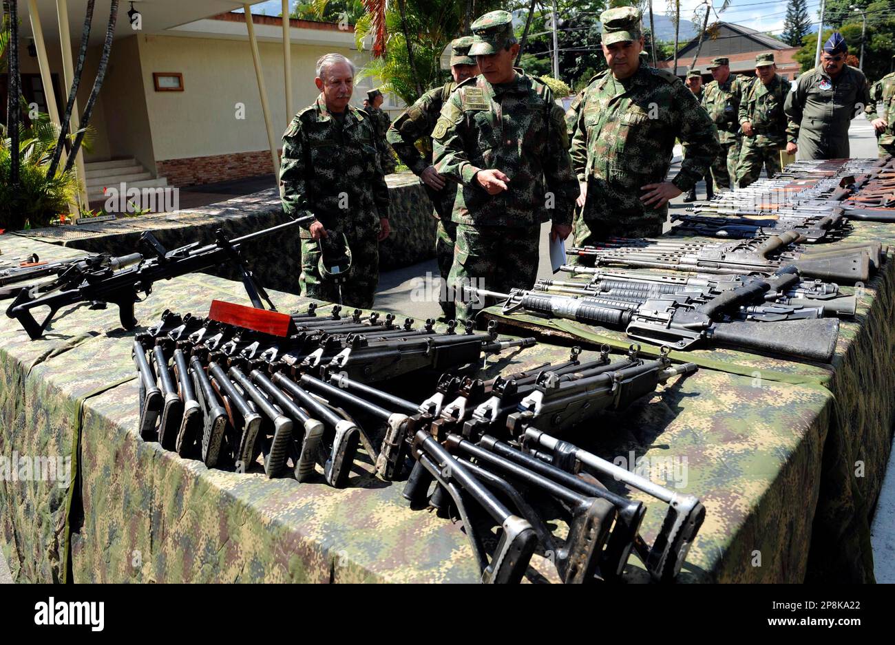 Colombia's Armed Forces, Gen. Freddy Padilla, front center, and ...