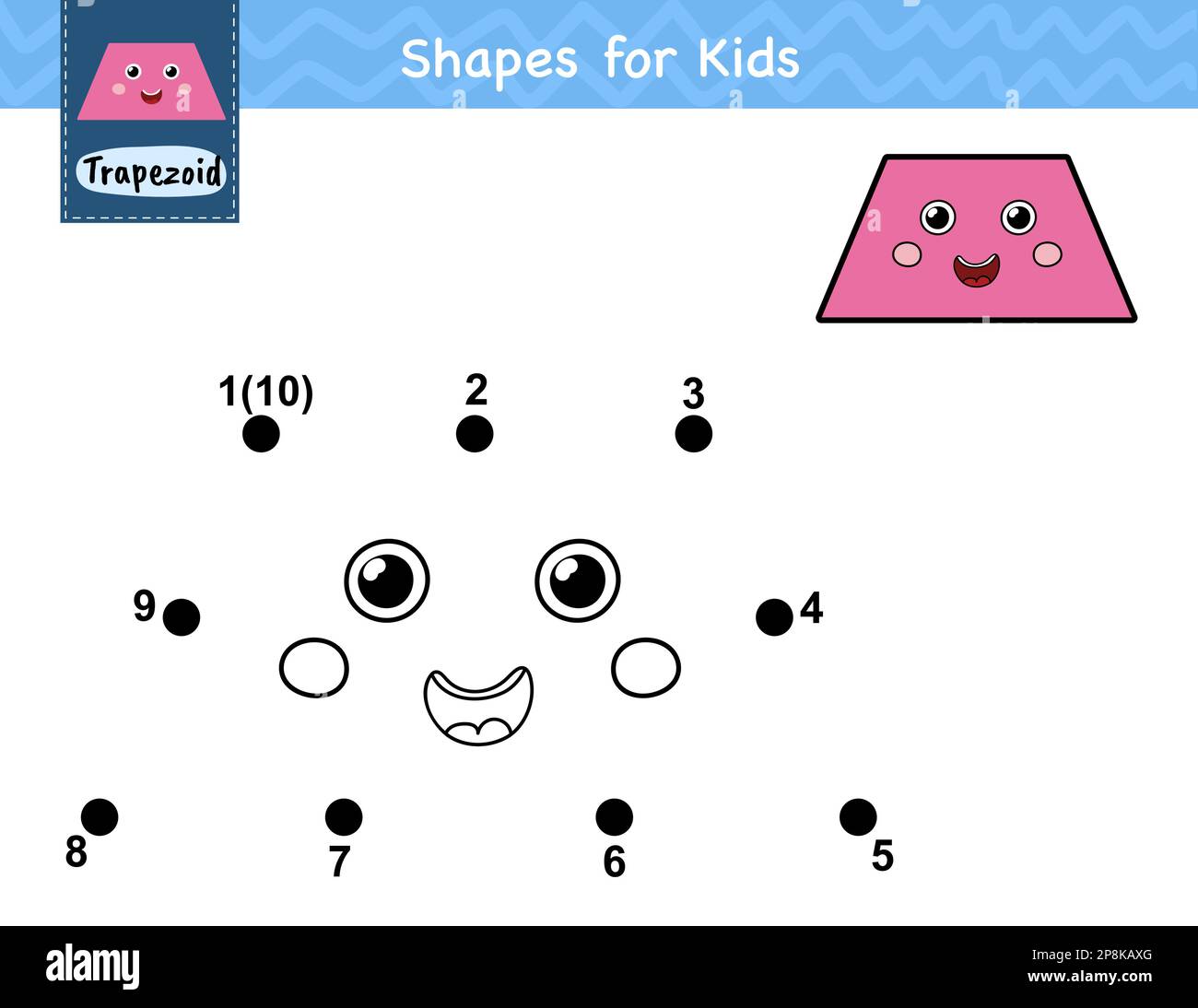 Connect the dots and draw a cute trapezoid. Funny dot to dot number ...