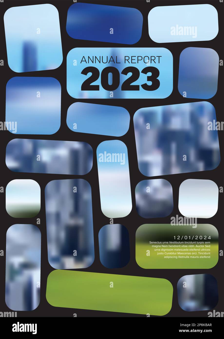 Vector abstract annual report cover template with sample text and ...