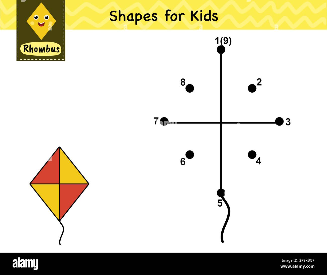 Dot to dot number game for kids. Connect the dots and draw a kite Stock ...