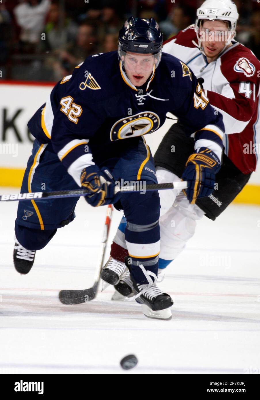 St. Louis Blues right wing David Backes (42) skates against Colorado ...
