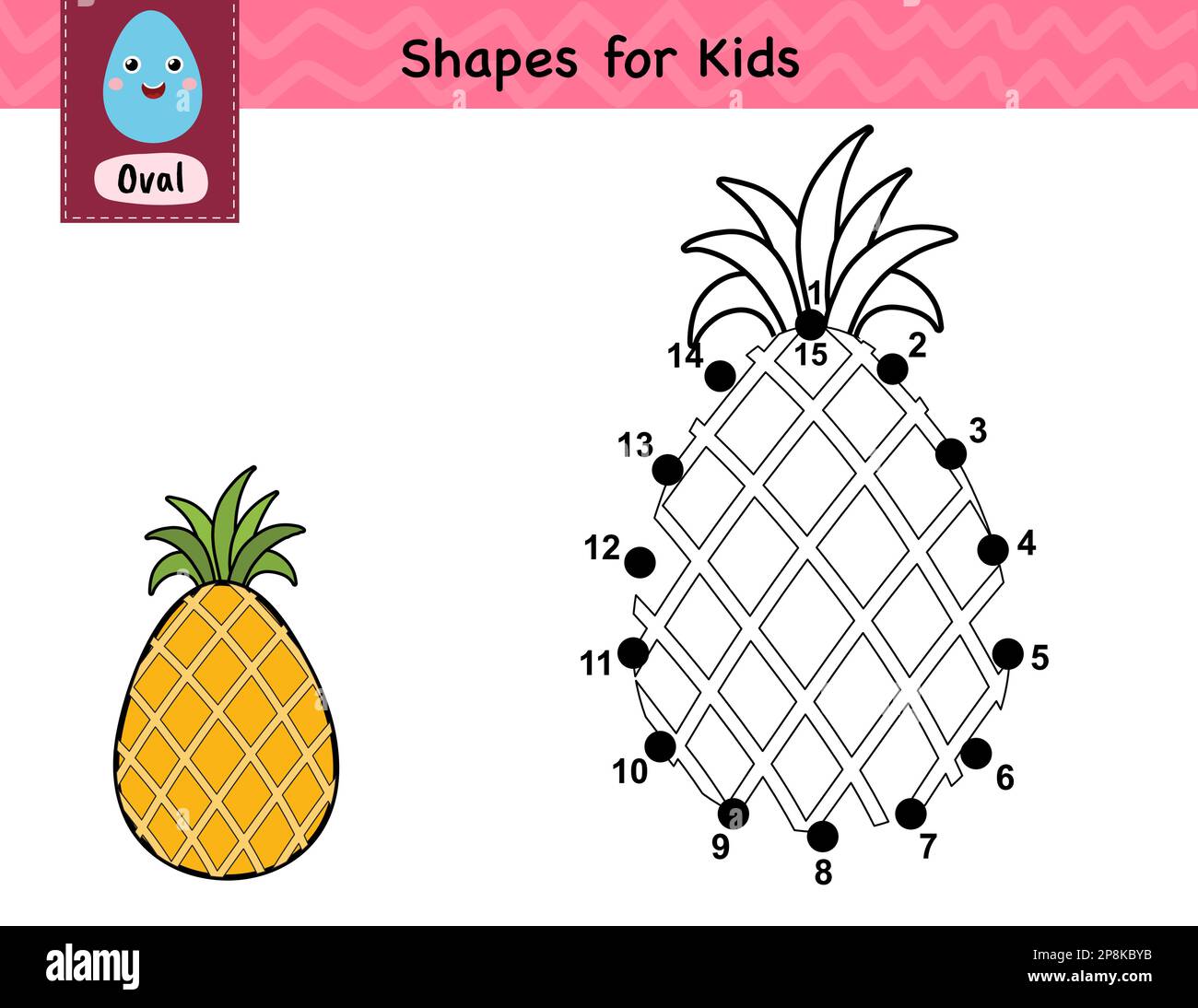 Connect the dots and draw a pineapple. Dot to dot number game for kids ...