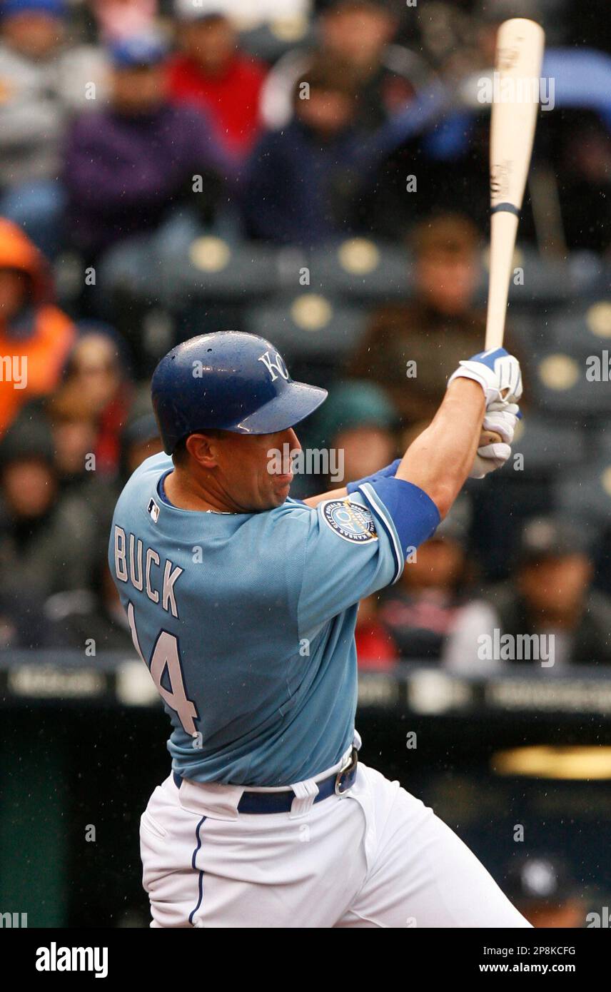 Kansas City Royals' John Buck (14) hits a solo home run off New York ...