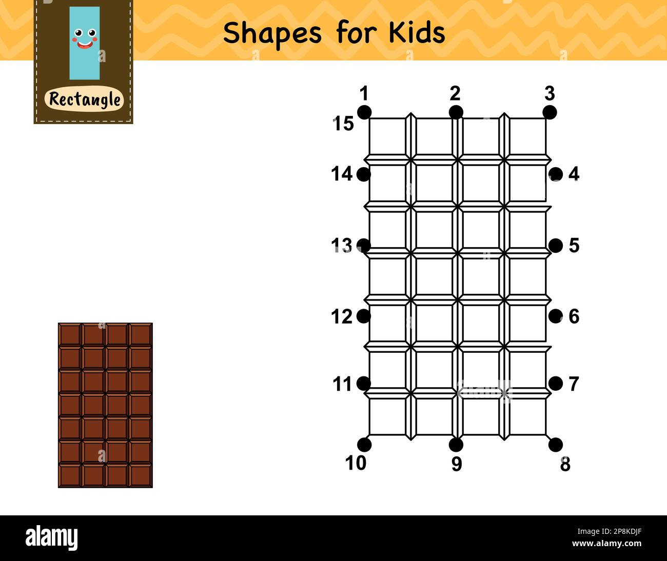 Dot to dot number game for kids. Connect the dots and draw a chocolate ...