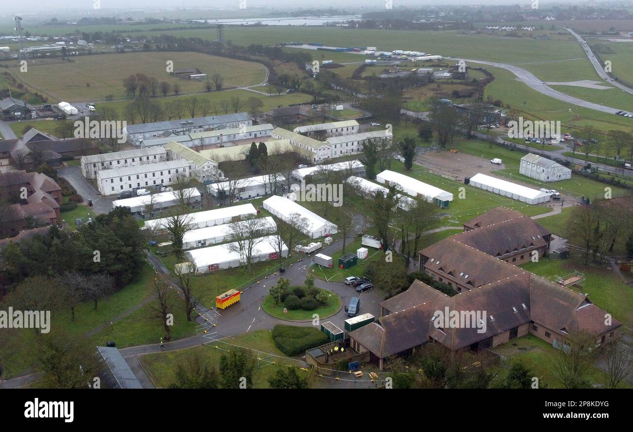 A view of the Manston immigration short-term holding facility located ...