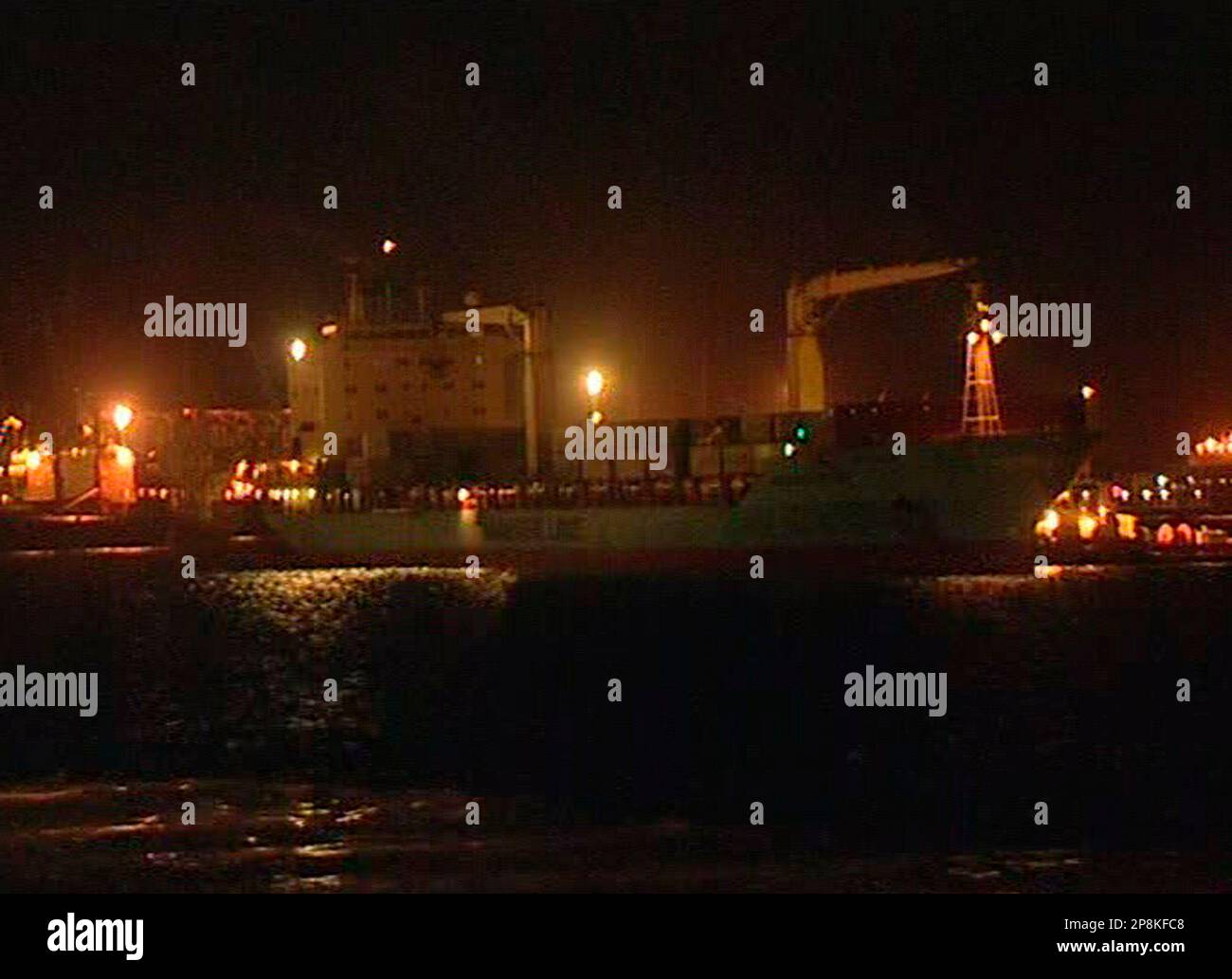 In this frame made from TV, an American ship, the Maersk Alabama, whose ...