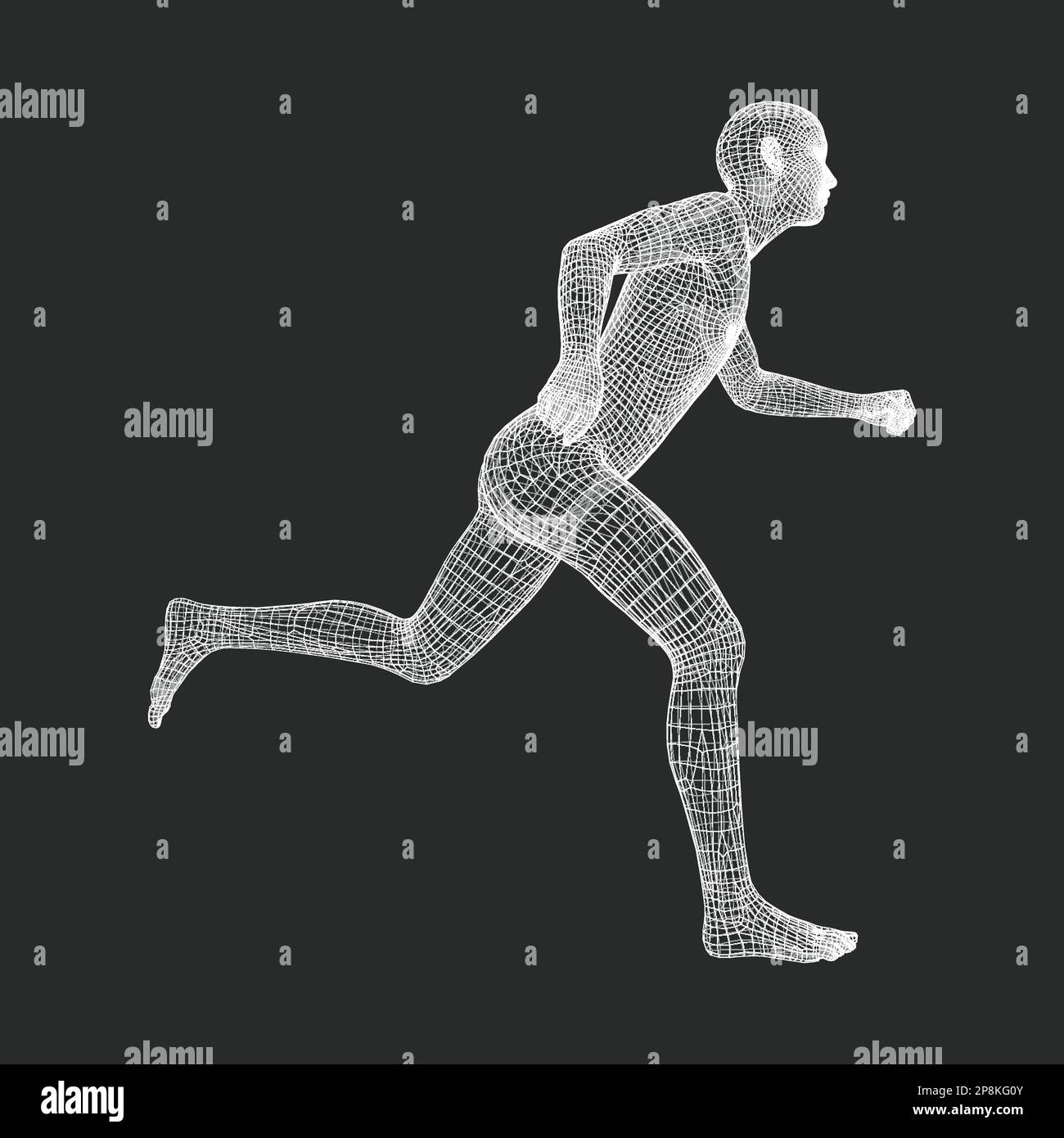 3d Running Man. Human Body Wire Model. Sport Symbol. Low-poly Man in ...