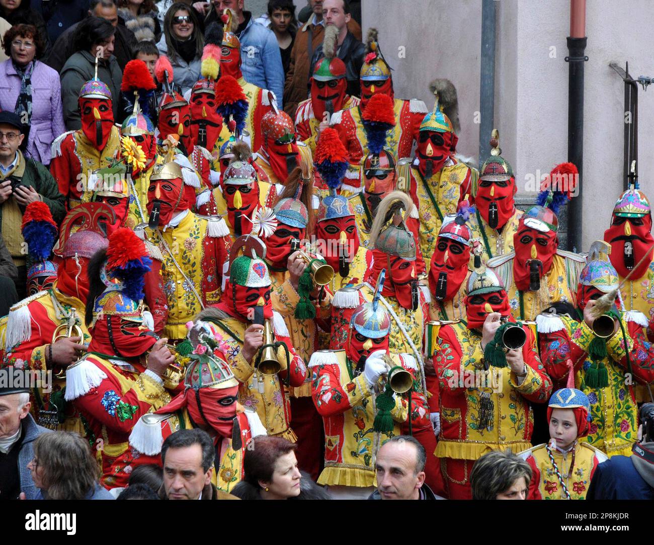 Performers in medieval costumes parade in a Good Friday procession in ...