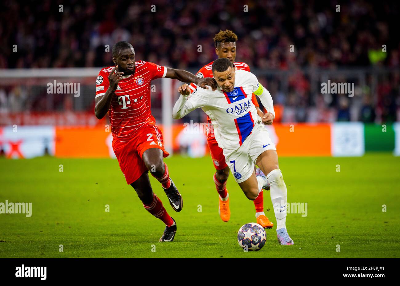 Munic, Germany. 8th Mar, 2023. Dayot Upamecano (Muenchen), Kingsley ...
