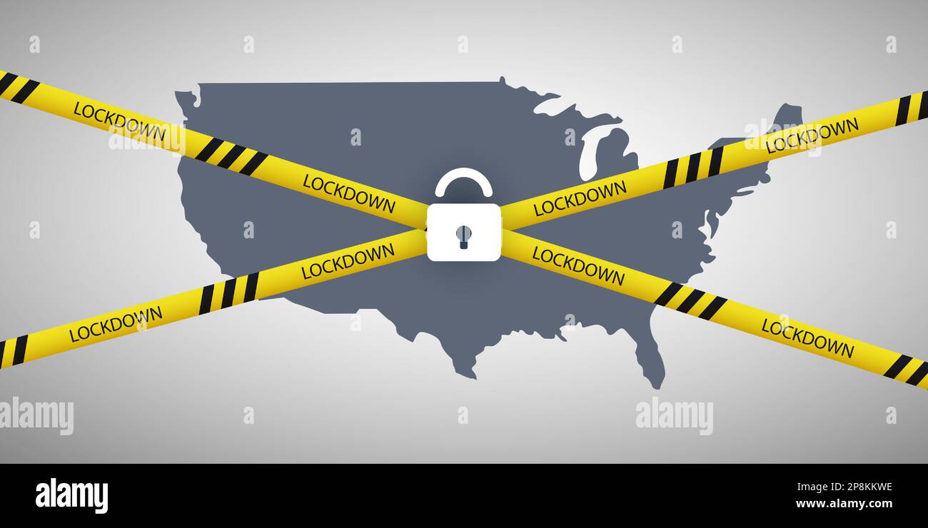 National Lockdown in the US Due to Global Pandemic - Vector Design ...