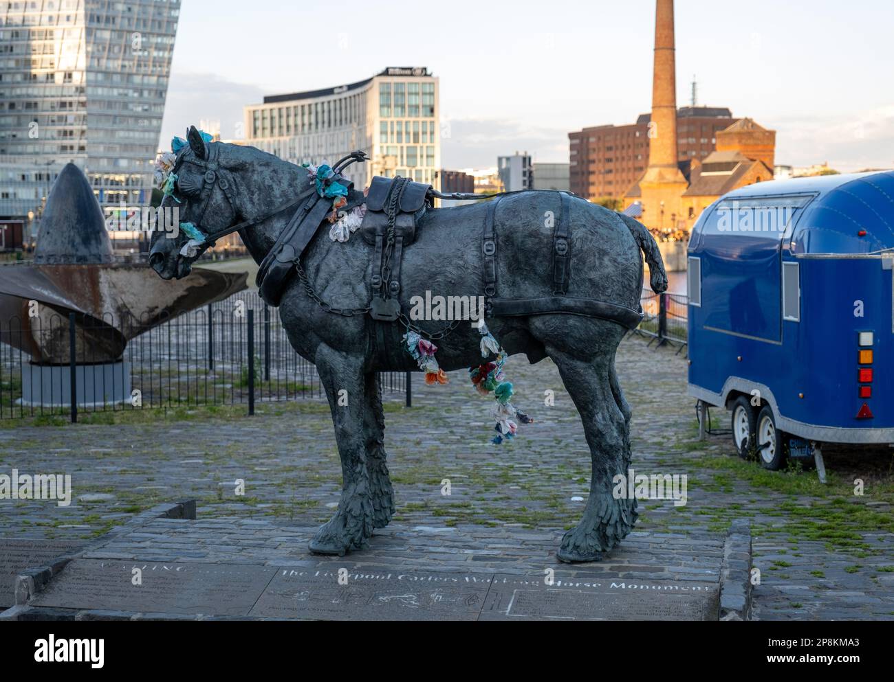 A monument of the Liverpool working horse on the quayside by the Museum ...