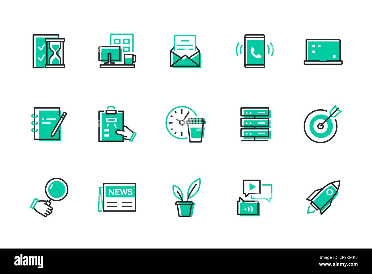 Office - modern line design style icons set Stock Vector Image & Art ...