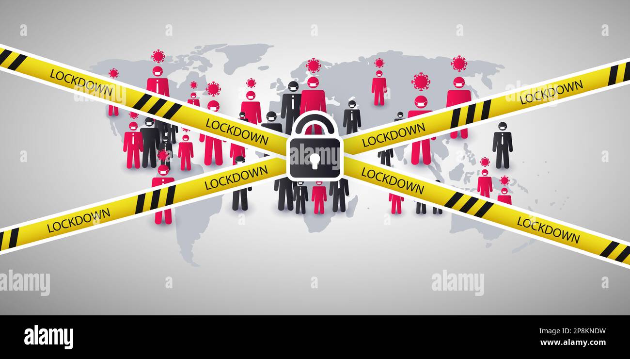 Lockdown Due to Global Pandemic - Vector Design Concept with Padlock ...
