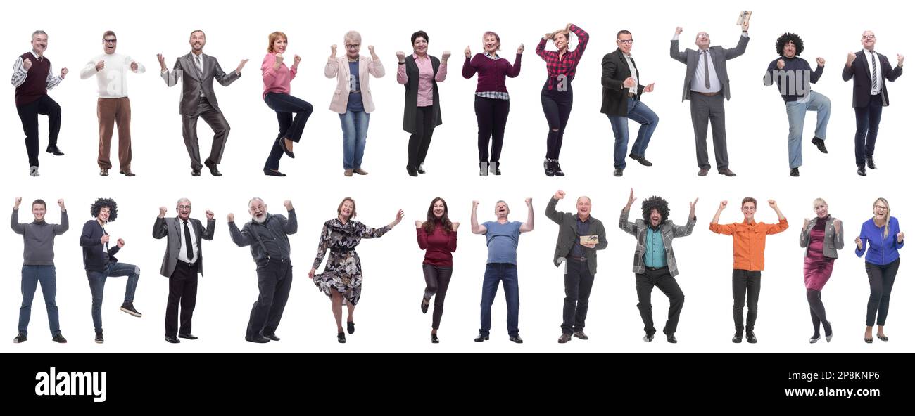 collage of people joyful energetic full length isolated Stock Photo - Alamy