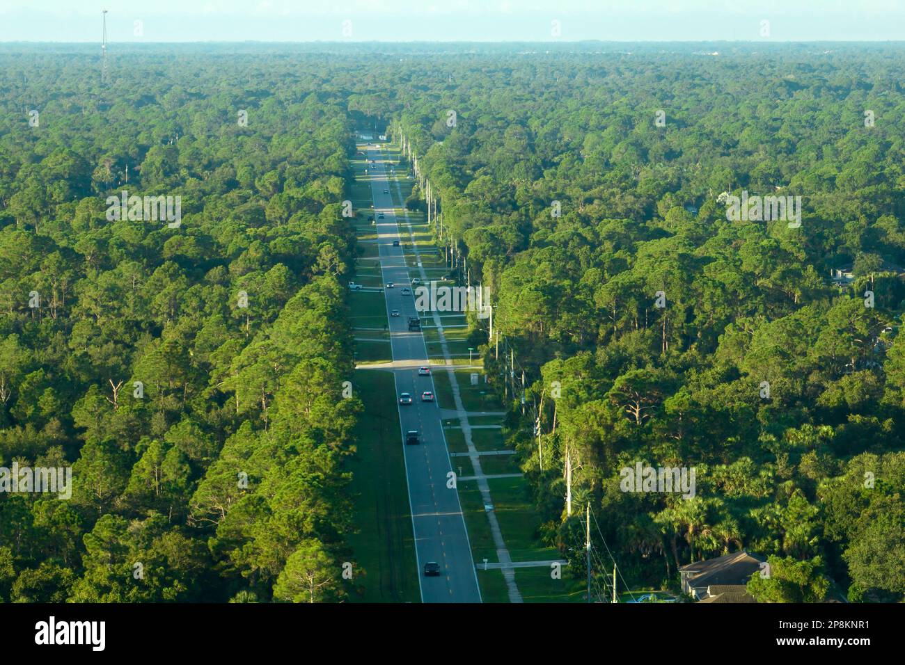 Aerial view of american small town in Florida with private homes ...