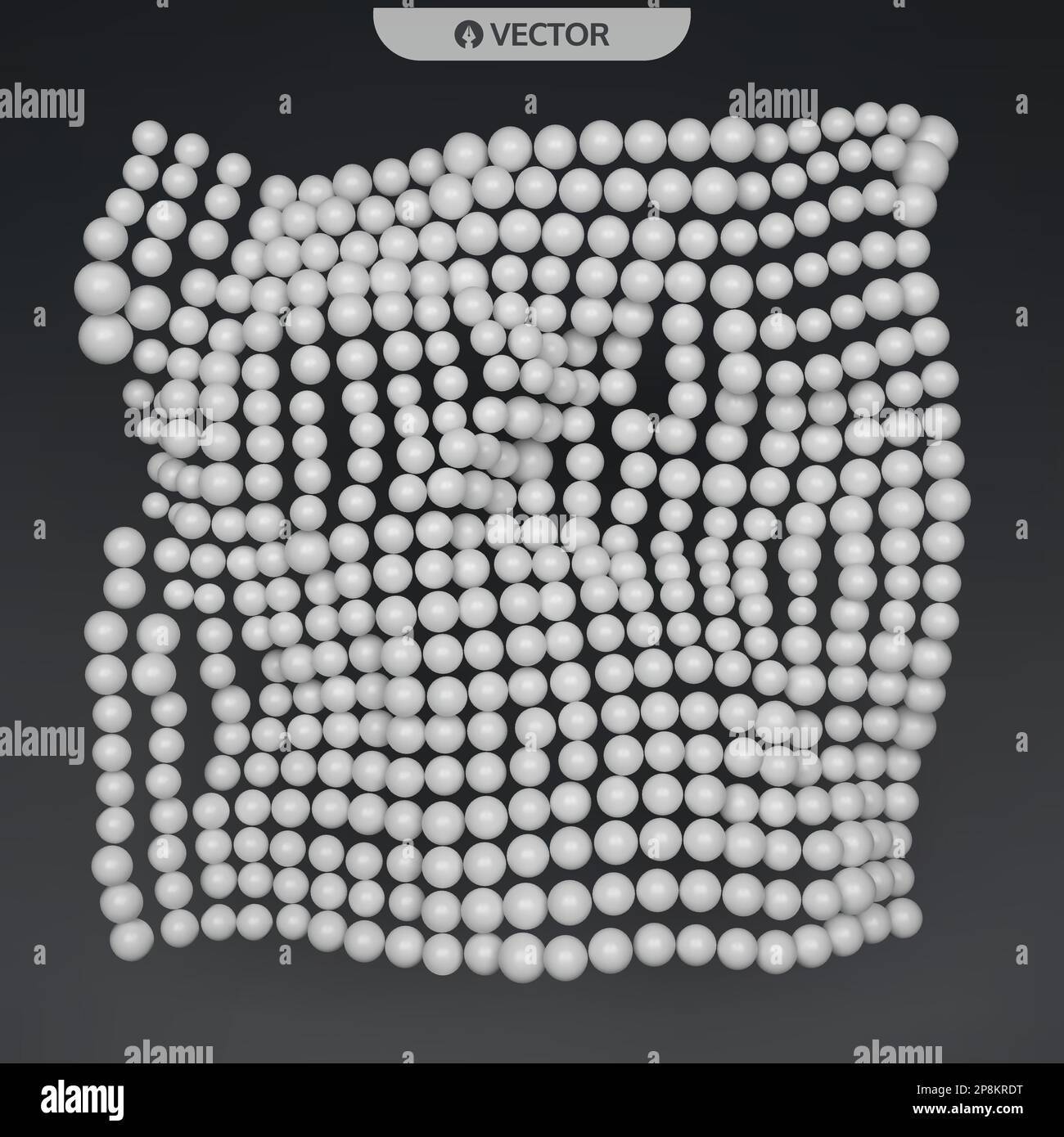 3D sphere composition. Many balls in empty space. Abstract background ...