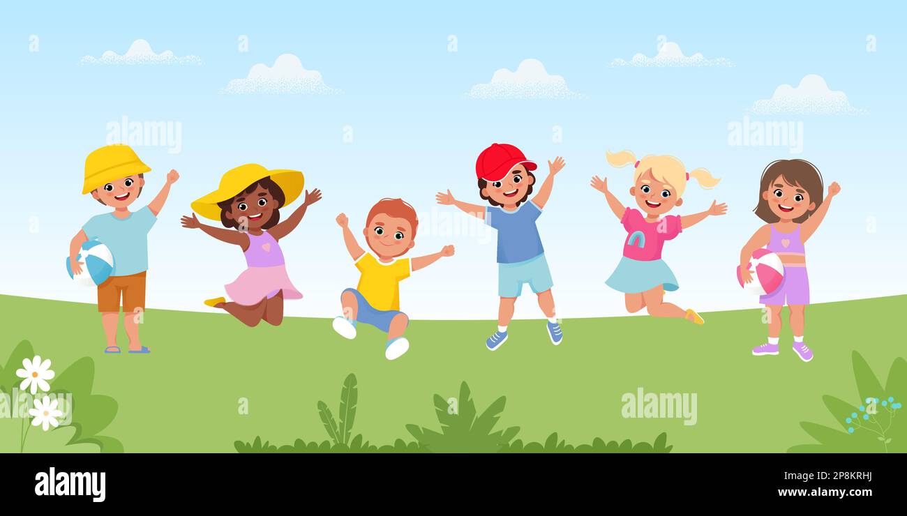 Kids Playing Summer Clipart