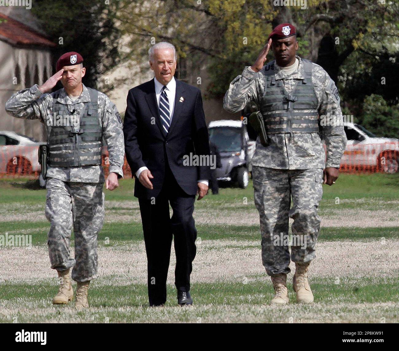 Vice President Joe Biden, flanked by Brig. Gen. Dan Allyn, XVIII ...