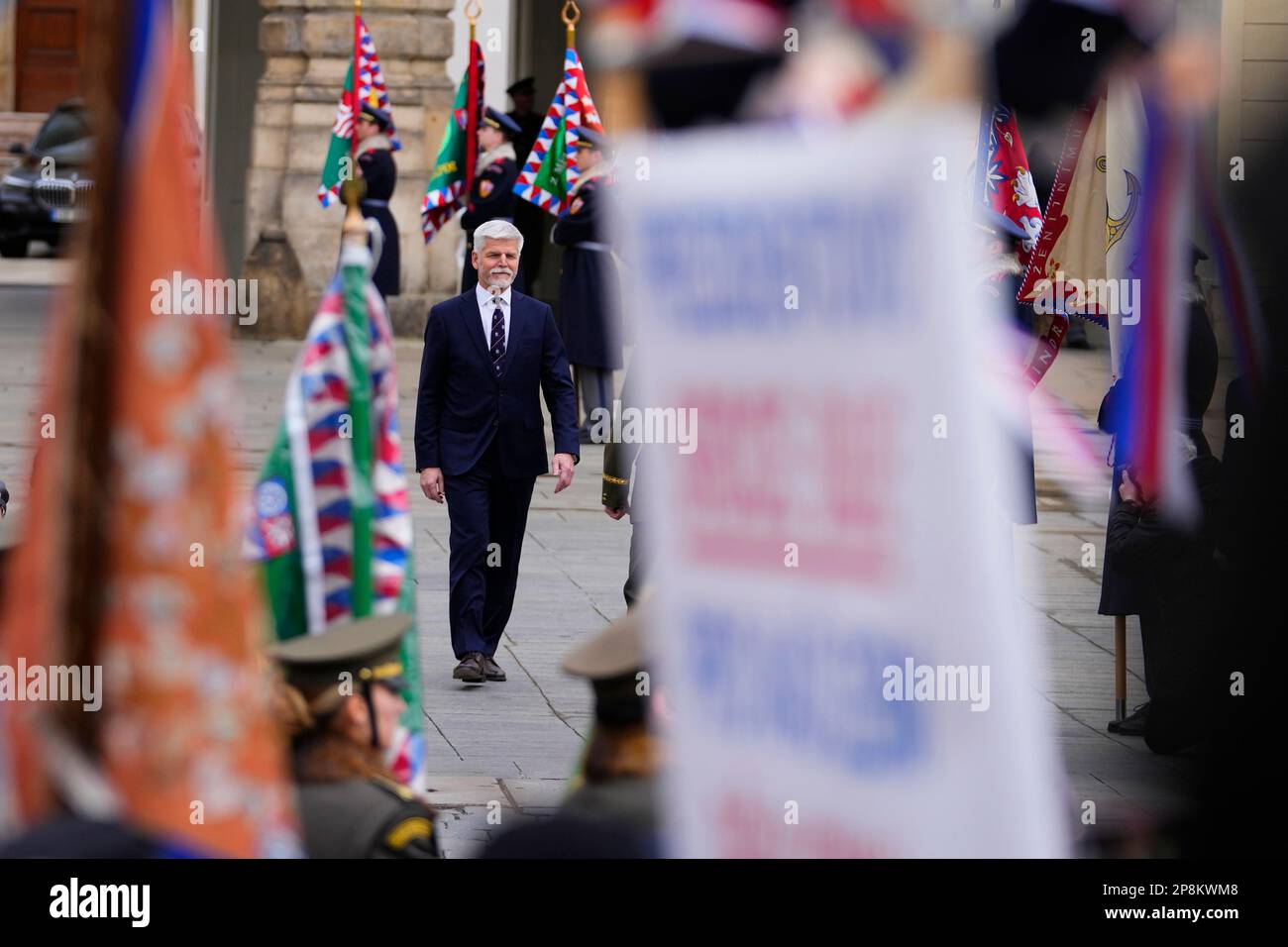 Newly elected Czech President Petr Pavel walks from the Prague Castle ...