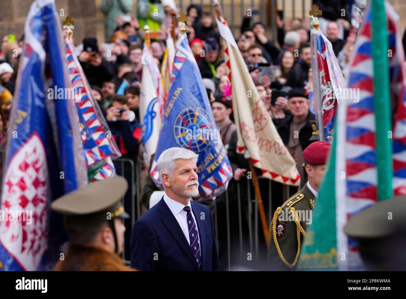 Newly elected Czech President Petr Pavel walks from the Prague Castle ...