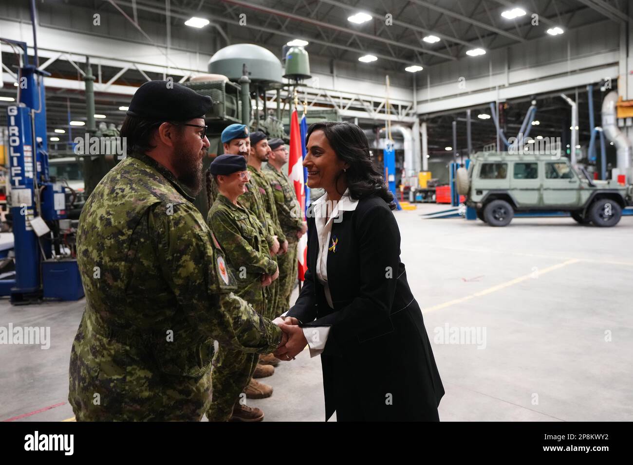 Defence Minister Anita Anand greets Canadian Forces personnel during at ...