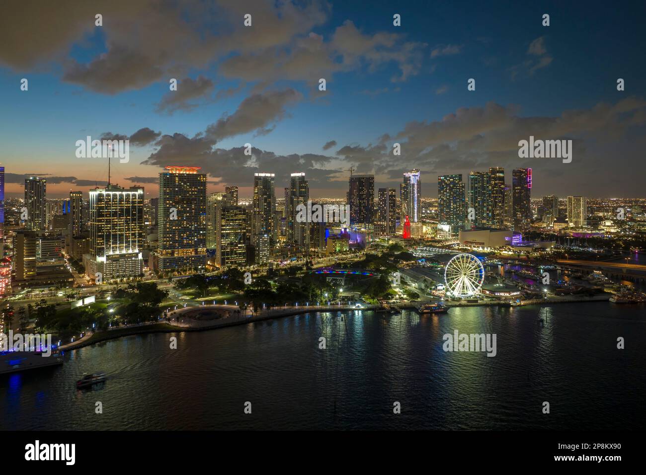 Aerial view of downtown district of of Miami Brickell in Florida, USA ...