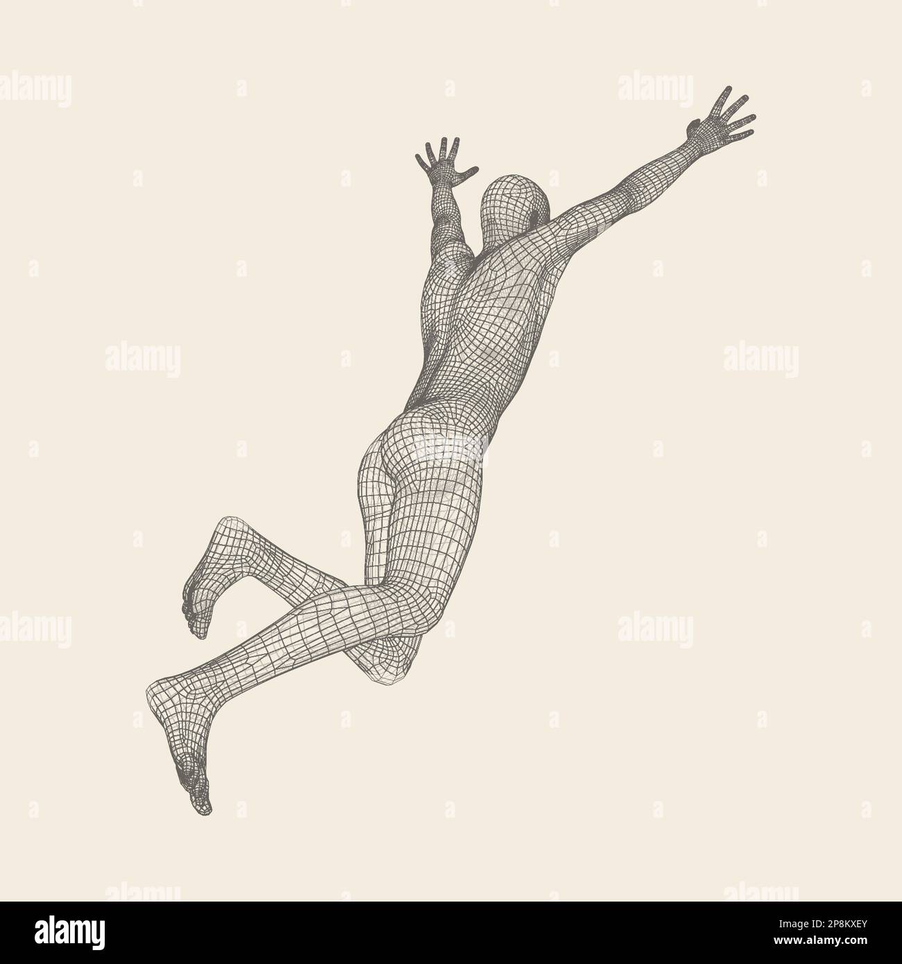 3d Running Man. Human Body Wire Model. Sport Symbol. Low-poly Man in ...