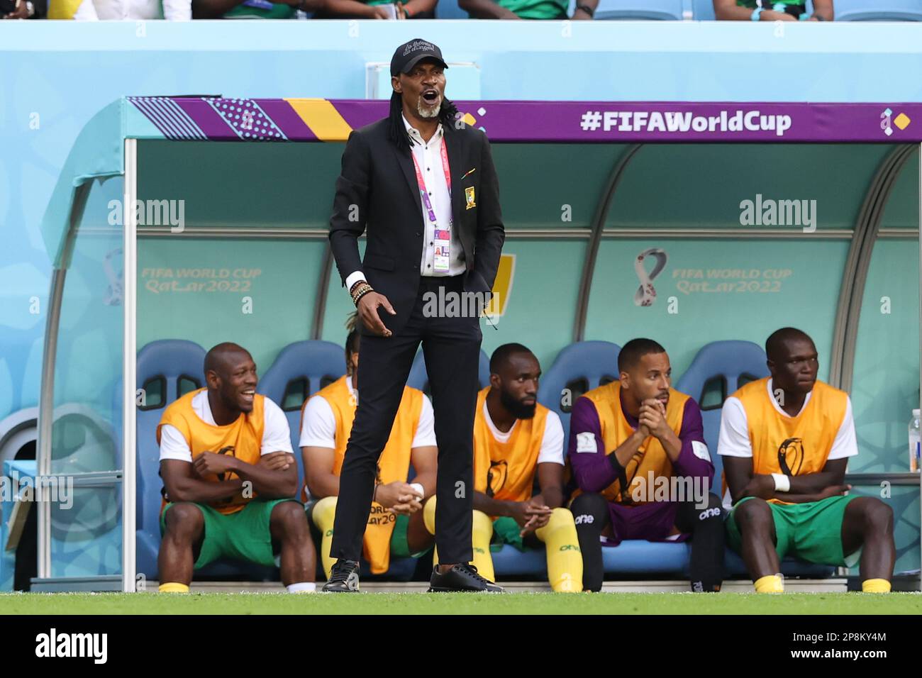 Coach Rigobert Song of Cameroon seen during the FIFA World Cup Qatar ...