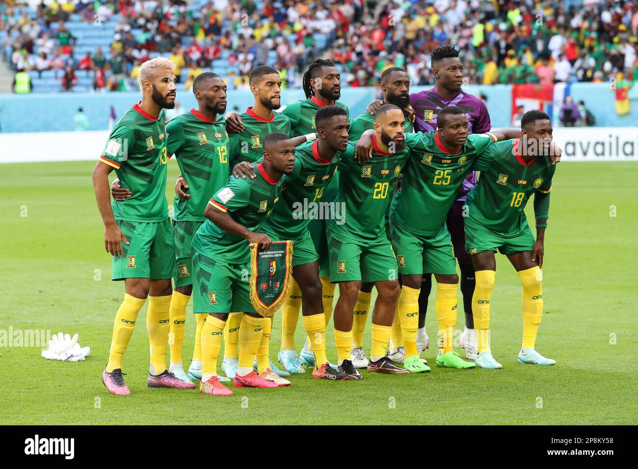 Team Cameroon pose for a group photo during the FIFA World Cup Qatar ...