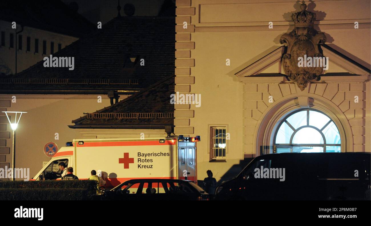 A medical car waits in front of the Straubing prison, southern Germany ...