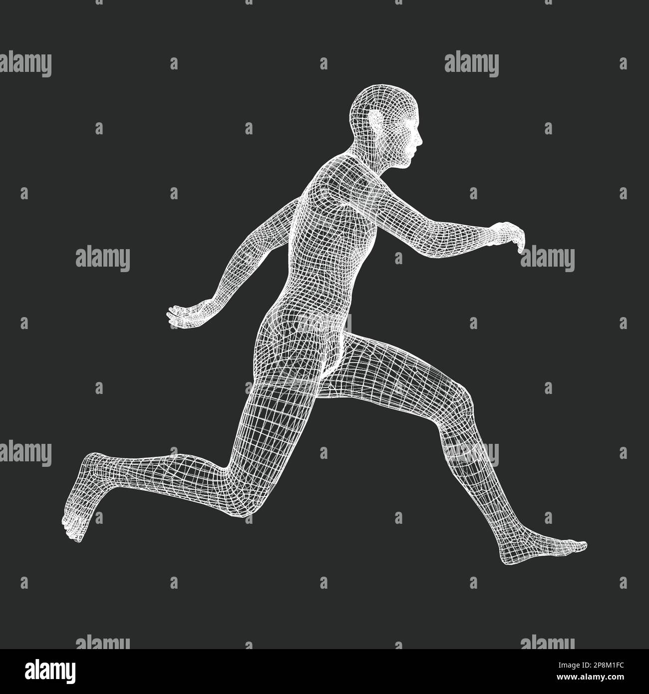 3d Running Man. Human Body Wire Model. Sport Symbol. Low-poly Man in ...