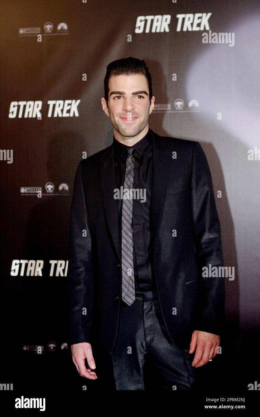 Actor Zachary Quinto poses for photographers at the world premier of ...