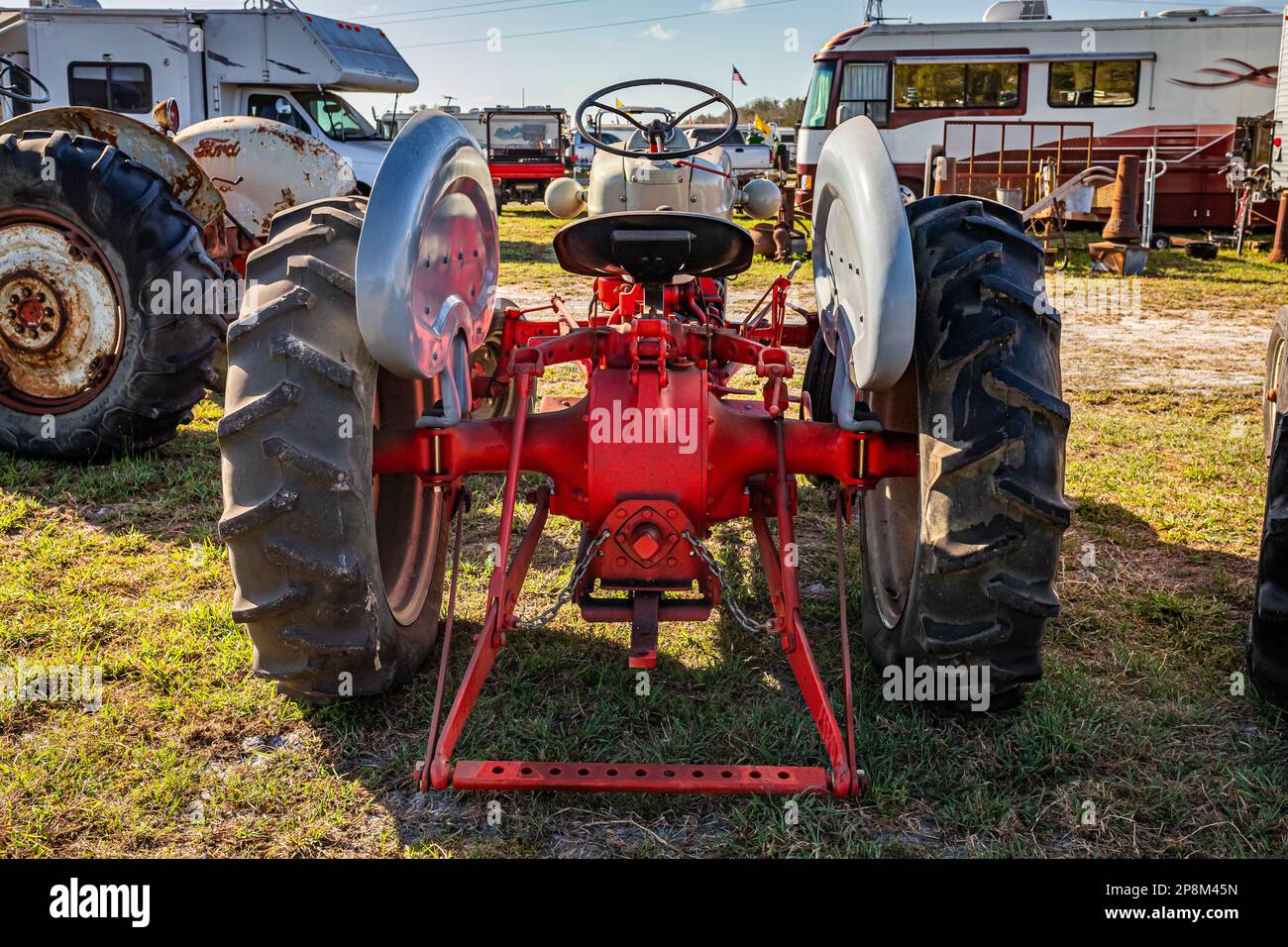 Fort Meade, FL - February 26, 2022: High perspective rear view of a ...