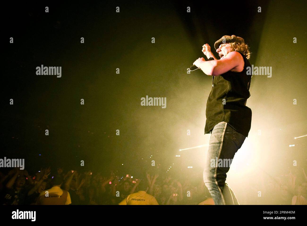 Brian Johnson, lead singer of Australian rock band AC/DC, performs ...